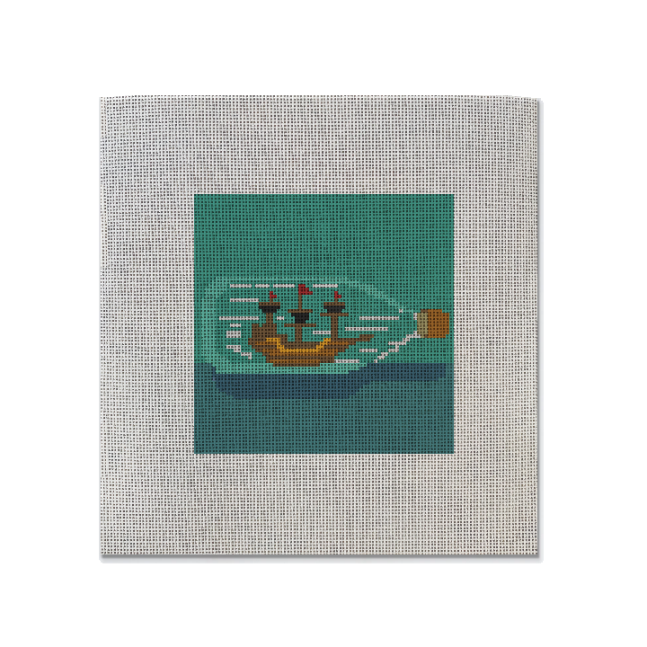 Ship In A Bottle 4" x 4" | Needlepoint Canvas – SHOPKNOTCHED.COM
